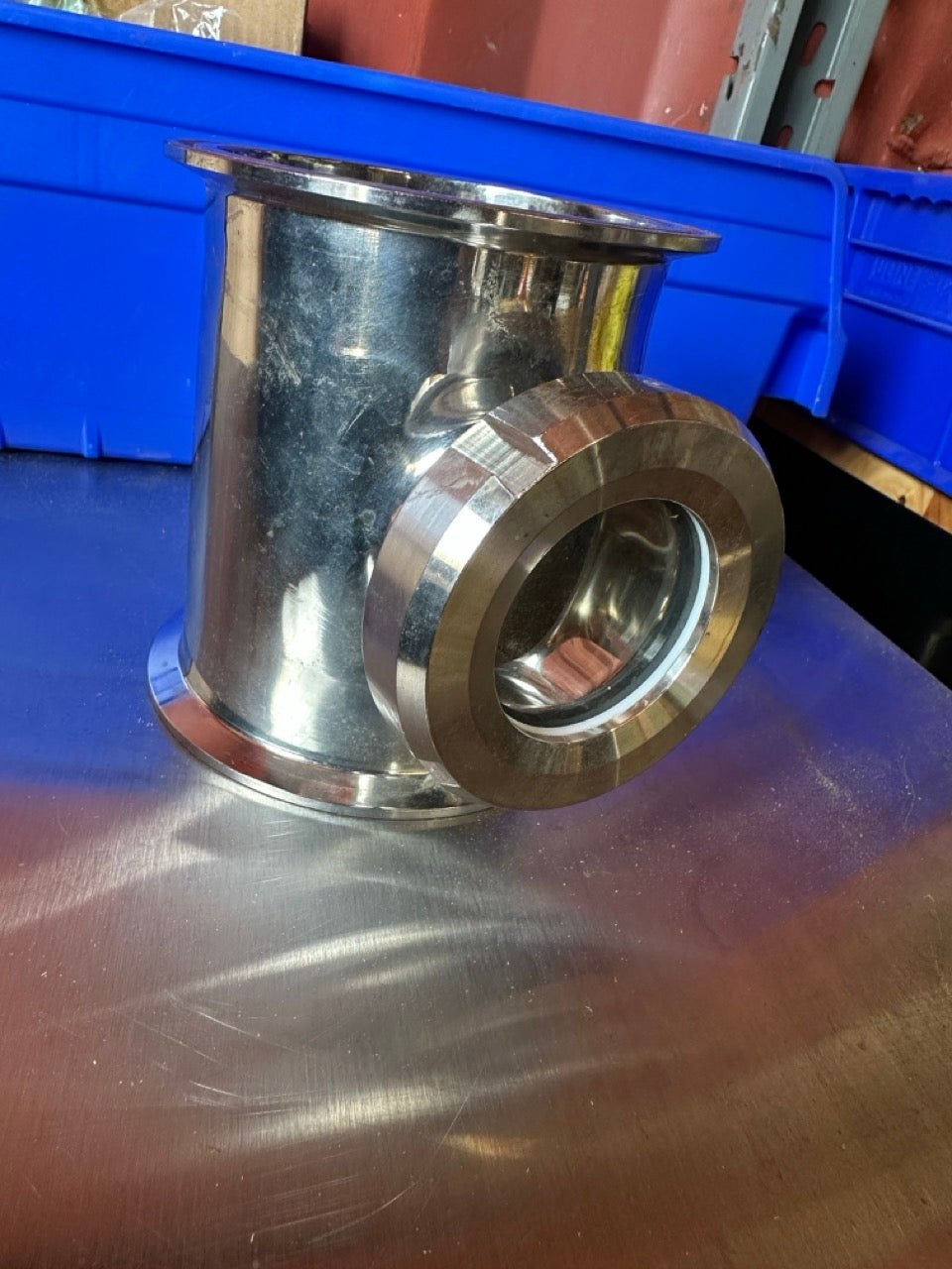 Used - OSS 4" X 5" Sanitary Tri-Clamp Spool w/ Sight Glass Window ...